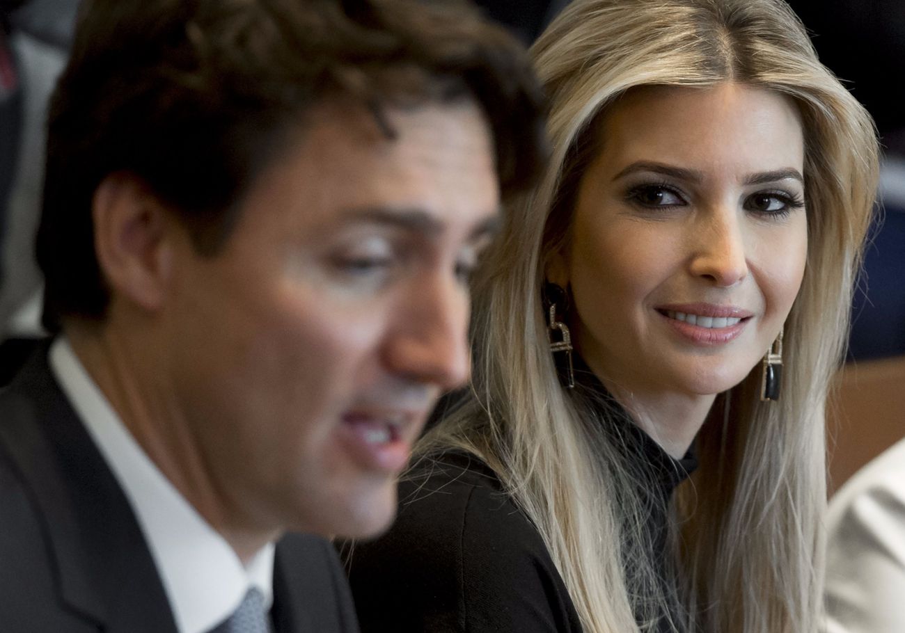 Ivanka Trump Sits beside Justin Trudeau at White House Desk for Cringe ...